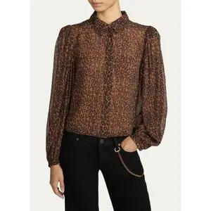 FRAME The Silk Prairie Leopard Blouse