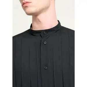 Issey Miyake Edge Pleated Band-collar Shirt