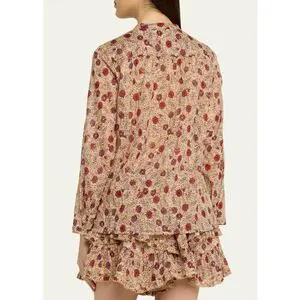 Isabel Marant Étoile Maria Floral Cotton Top - Ecru/raspberry