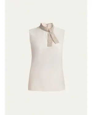 Valentino Garavani Silk Tie Neck Sleeveless Blouse