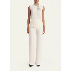 Valentino Garavani Silk Tie Neck Sleeveless Blouse
