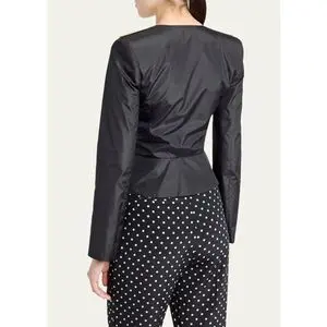 Valentino Garavani Pleated Silk Taffeta Strong-shoulder Jacket