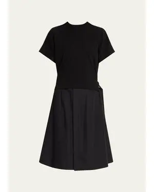 Sacai Cotton Poplin X Knit Shirtdress