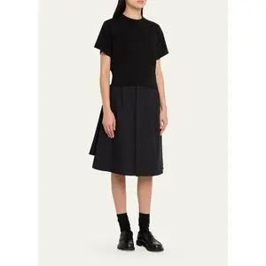 Sacai Cotton Poplin X Knit Shirtdress