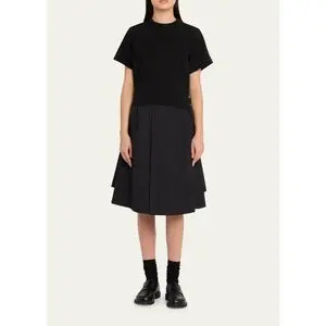 Sacai Cotton Poplin X Knit Shirtdress