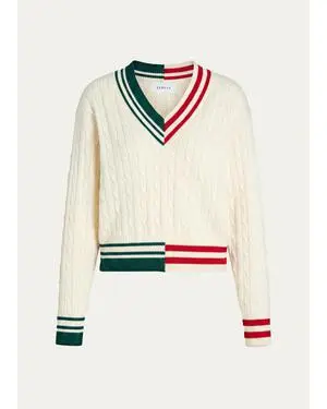 SEROYA Iona Colorblock Cable-knit Sweater