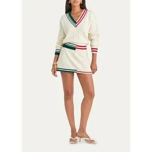 SEROYA Iona Colorblock Cable-knit Sweater