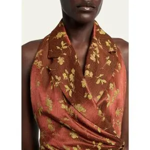 Dries Van Noten Floral Jacquard Sleeveless Wrap Top