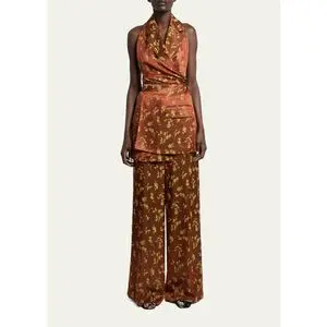 Dries Van Noten Floral Jacquard Sleeveless Wrap Top