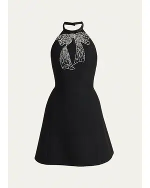 Valentino Garavani Beaded Bow Halter Minidress