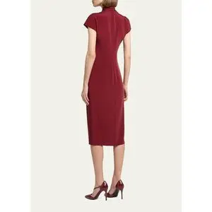 Giorgio Armani Draped Twisted-collar Short-sleeve Midi Dress