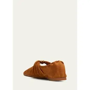 Loewe Pebble Suede Ballerina Flats - Tan