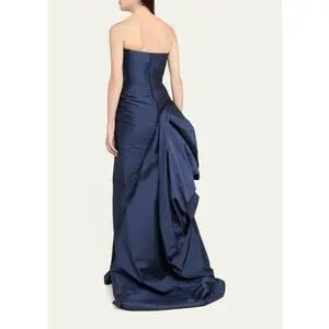 MARMAR HALIM Strapless Draped Taffeta Column Gown