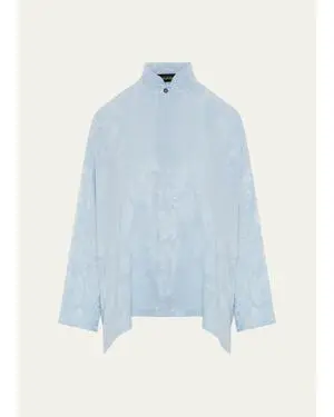Eskandar Wide A-line Double Stand Collar Shirt Mid Plus Length - Bridgerton