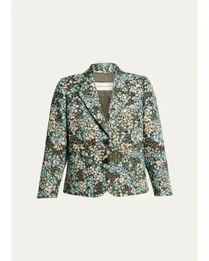 Dries Van Noten Floral Jacquard Single-breasted Shrunken Jacket