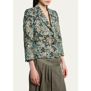 Dries Van Noten Floral Jacquard Single-breasted Shrunken Jacket