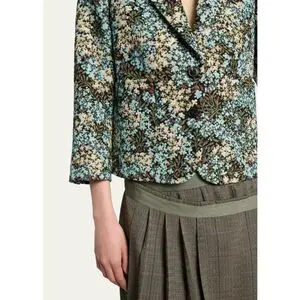 Dries Van Noten Floral Jacquard Single-breasted Shrunken Jacket
