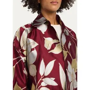 Eskandar Sloped Shoulder Wide A-line Open Jacket With Collar 3/4 Length