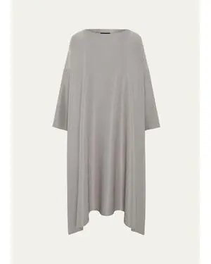 Eskandar Midweight Silk Plissé Dps Scoop Neck Dress