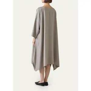 Eskandar Midweight Silk Plissé Dps Scoop Neck Dress