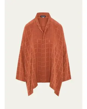 Eskandar Jacquard Silk Satin Shirt - Rust