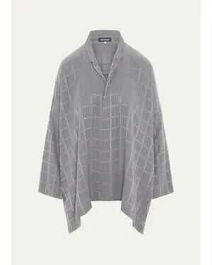 Eskandar Jacquard Silk Satin Shirt - Silver