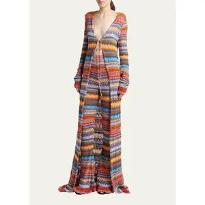 Etro Striped Open-knit Long Cardigan