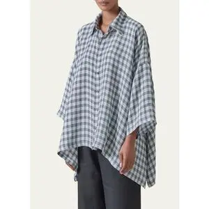 Eskandar Linen Dps Short Sleeve Shirt With Collar Mid Plus Length