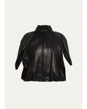 Simkhai Jada Nappa Leather Cape Jacket - Black