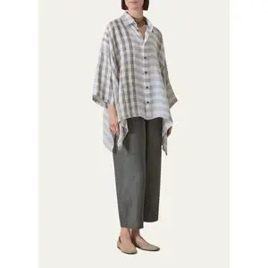 Eskandar Linen Double Pointed Sides Shirt With Collar Mid Plus