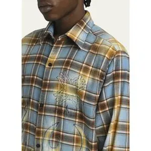 Amiri Cotton Plaid Ma Quad Flames Button-down Shirt