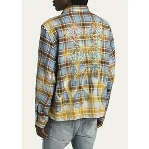 Amiri Cotton Plaid Ma Quad Flames Button-down Shirt