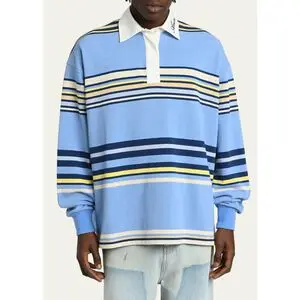 Amiri Cotton Multi-stripe Long-sleeve Polo Shirt