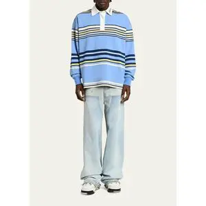 Amiri Cotton Multi-stripe Long-sleeve Polo Shirt
