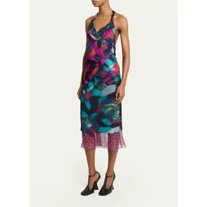 Dries Van Noten Halter Marble-print Top