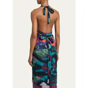 Dries Van Noten Halter Marble-print Top