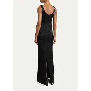 Dries Van Noten Sleeveless Embroidered Faille Column Gown