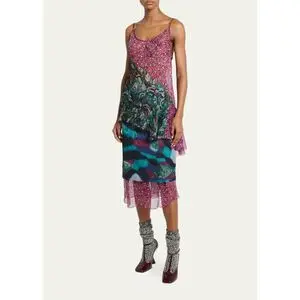Dries Van Noten Crisanna Colorblock Silk Asymmetric Top