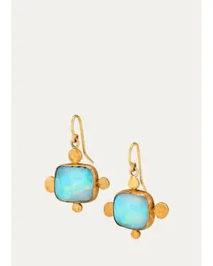 Judy Geib 18k Boulder Square Drop Earrings - Opal