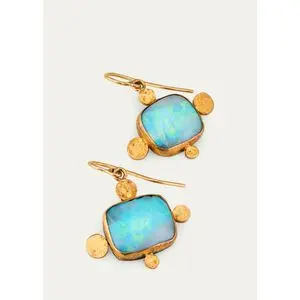 Judy Geib 18k Boulder Square Drop Earrings