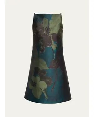 Rickie Freeman For Teri Jon Floral-print Mikado Mini Shift Dress
