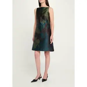 Rickie Freeman For Teri Jon Floral-print Mikado Mini Shift Dress