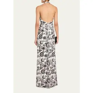 Ramy Brook Candice Floral Sequin Halter Gown