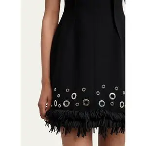 Proenza Schouler Grazziela Grommet Embellished Fringed Mini Dress