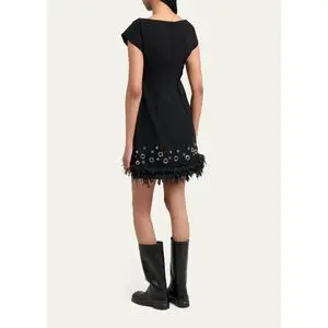 Proenza Schouler Grazziela Grommet Embellished Fringed Mini Dress