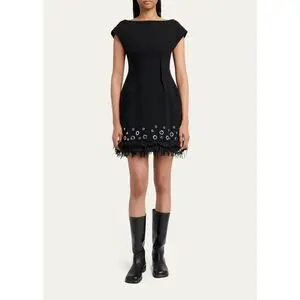 Proenza Schouler Grazziela Grommet Embellished Fringed Mini Dress
