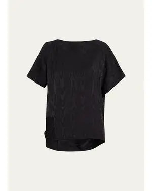 Dries Van Noten Caressa Moire Short-sleeve Blouse