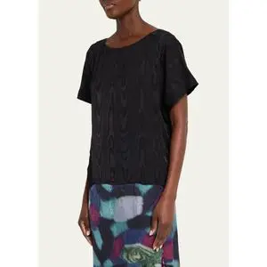 Dries Van Noten Caressa Moire Short-sleeve Blouse