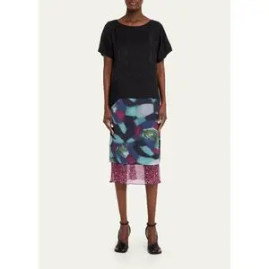 Dries Van Noten Caressa Moire Short-sleeve Blouse