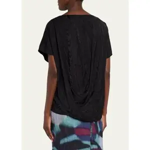 Dries Van Noten Caressa Moire Short-sleeve Blouse